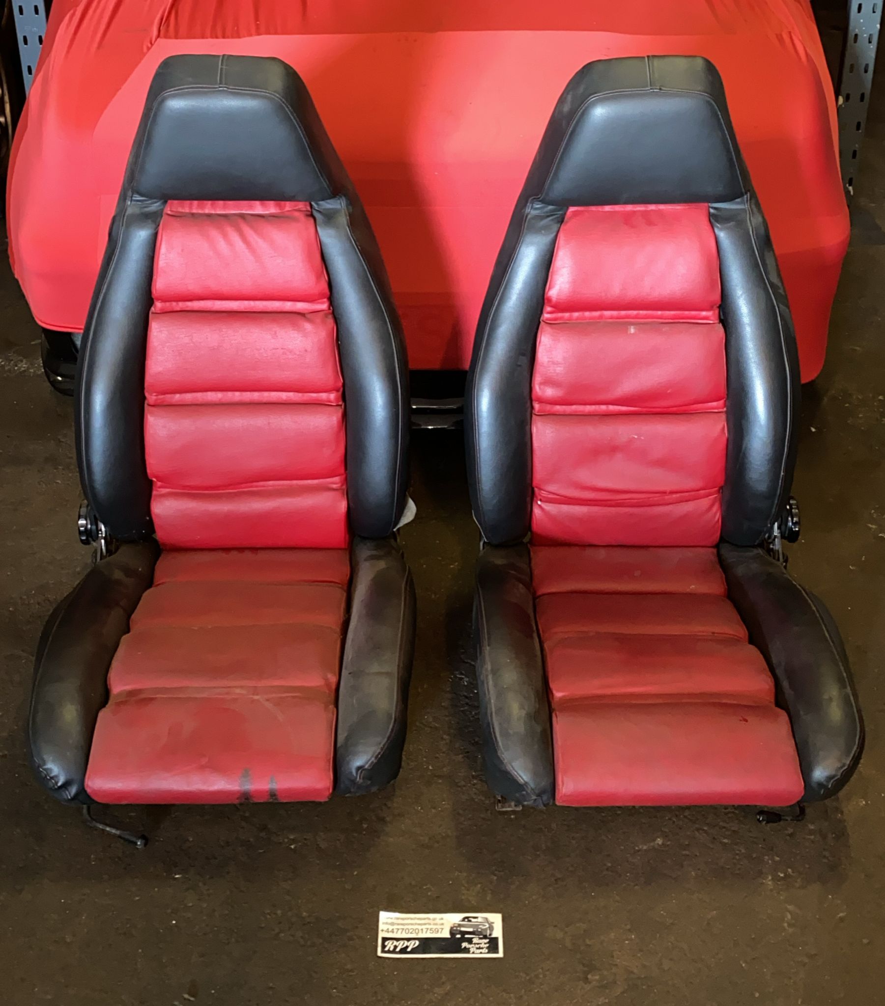 Porsche 924, 944 leather front seats red and black, used – Rare Porsche ...