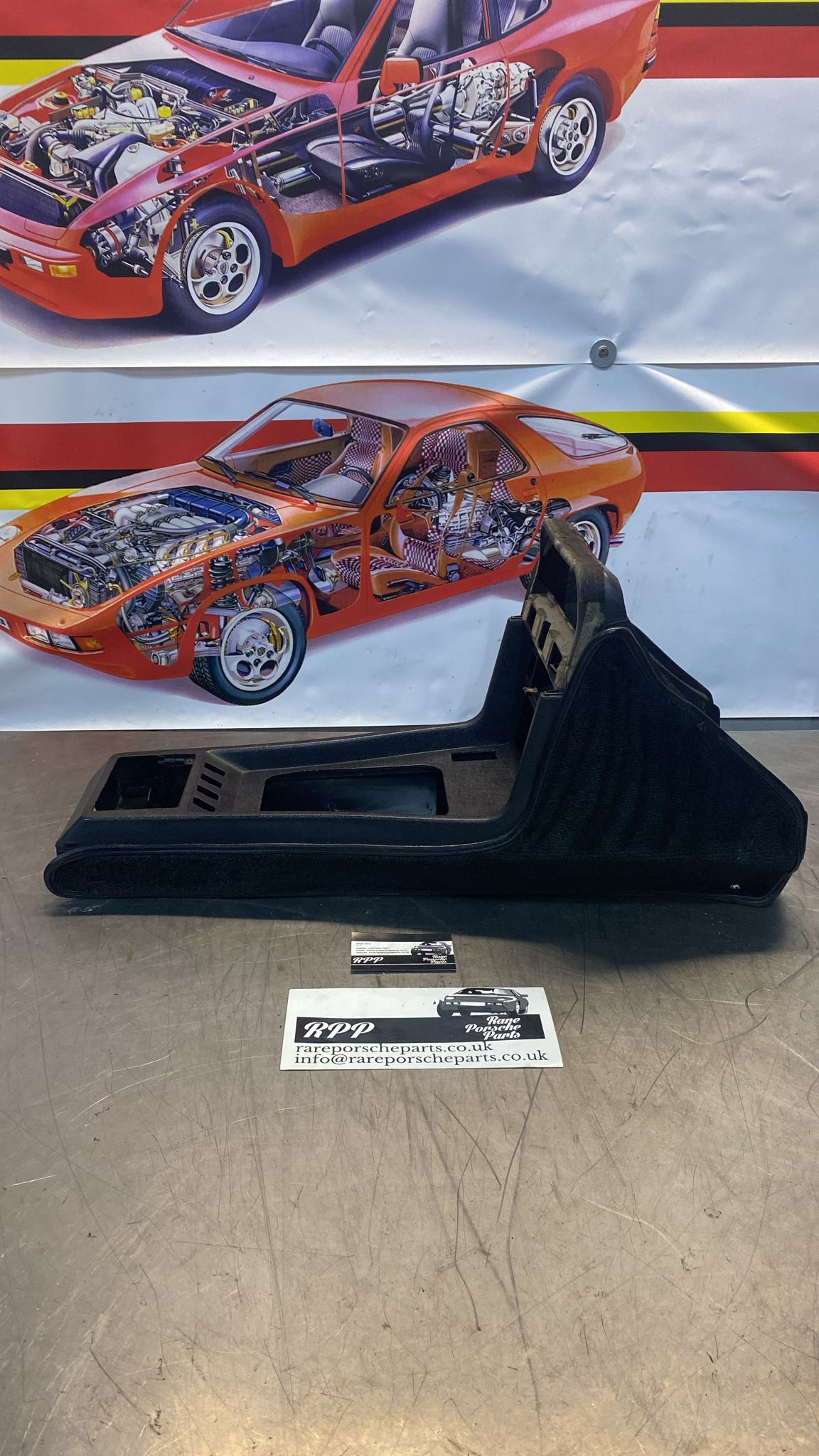 Porsche 924 944 centre console black with black carpet one switch hole ...