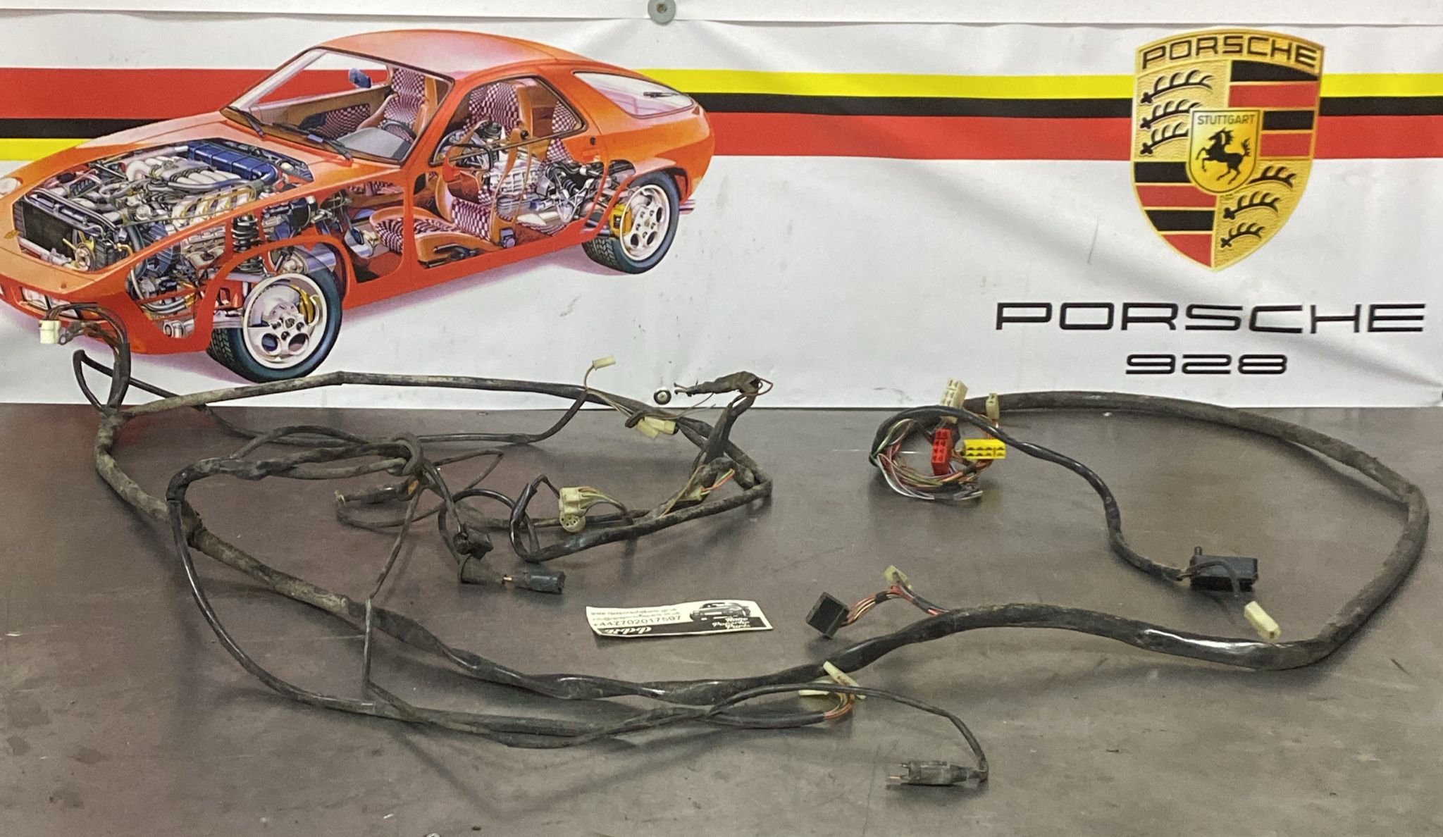 Porsche 928 S interior wiring harness, loom, dashboard section, from a ...