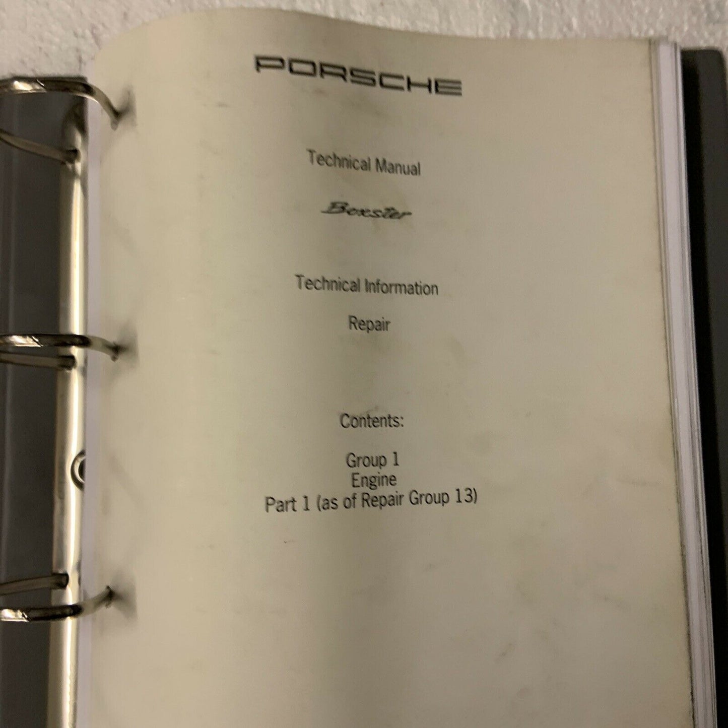 Porsche Boxster 986 Factory Service Manual Group 1 Engine, Part 1 ...