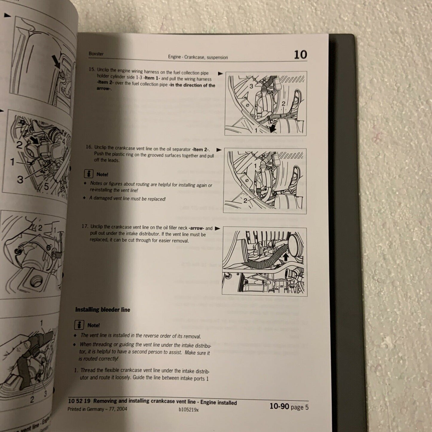 Porsche Boxster 986 Factory Service Manual Group 1 Engine, Part 1 ...